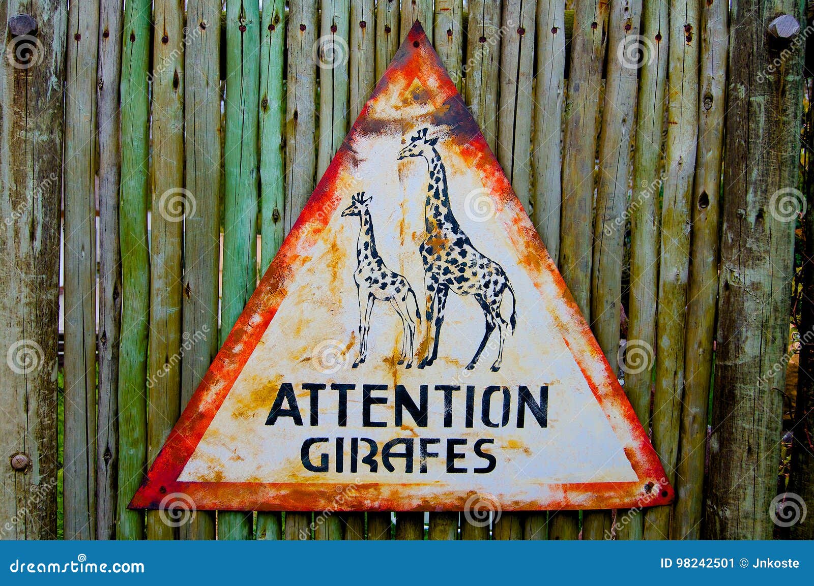 Attention Girafes - Giraffes Triangle Road Sign Stock Image - Image of ...