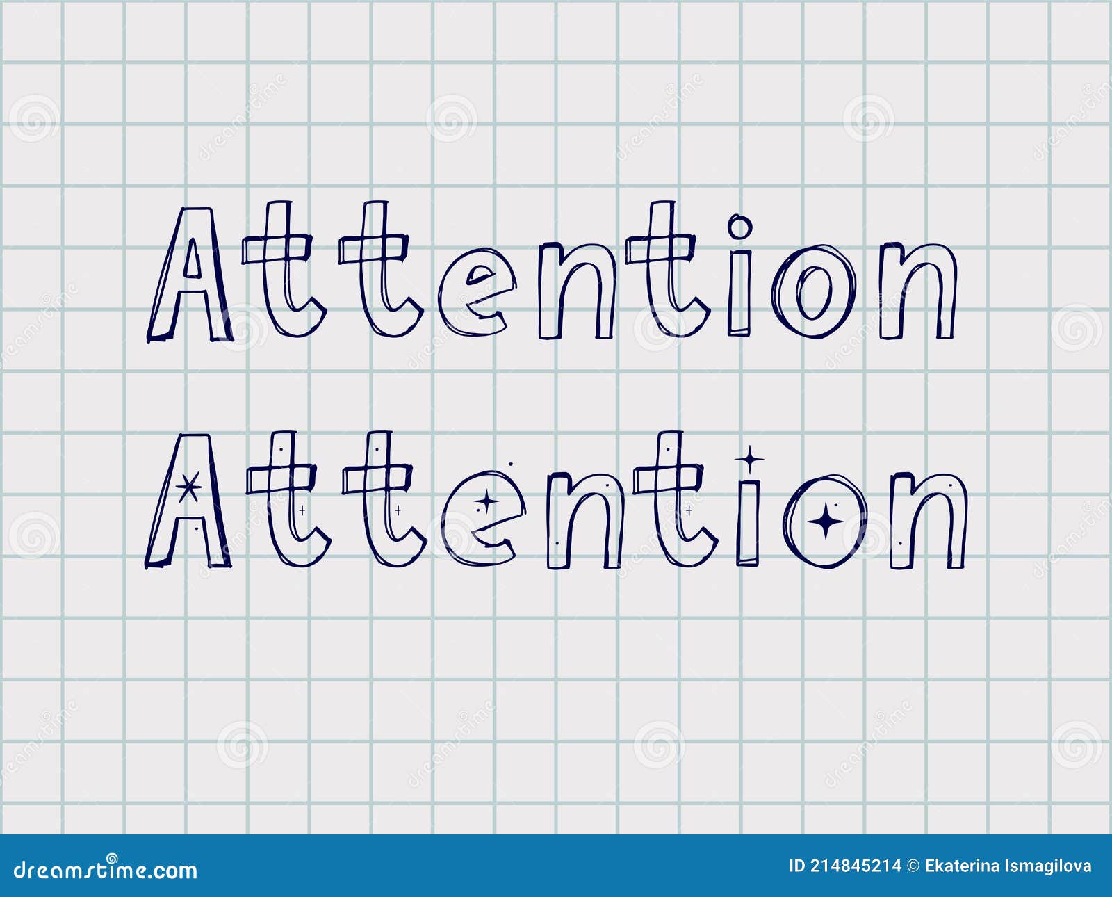 Attention Hand Written Typography Black Script Text Lettering and ...