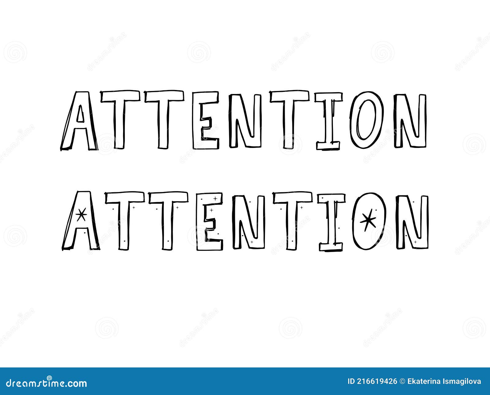 Attention Hand Written Typography Black Script Text Lettering and ...