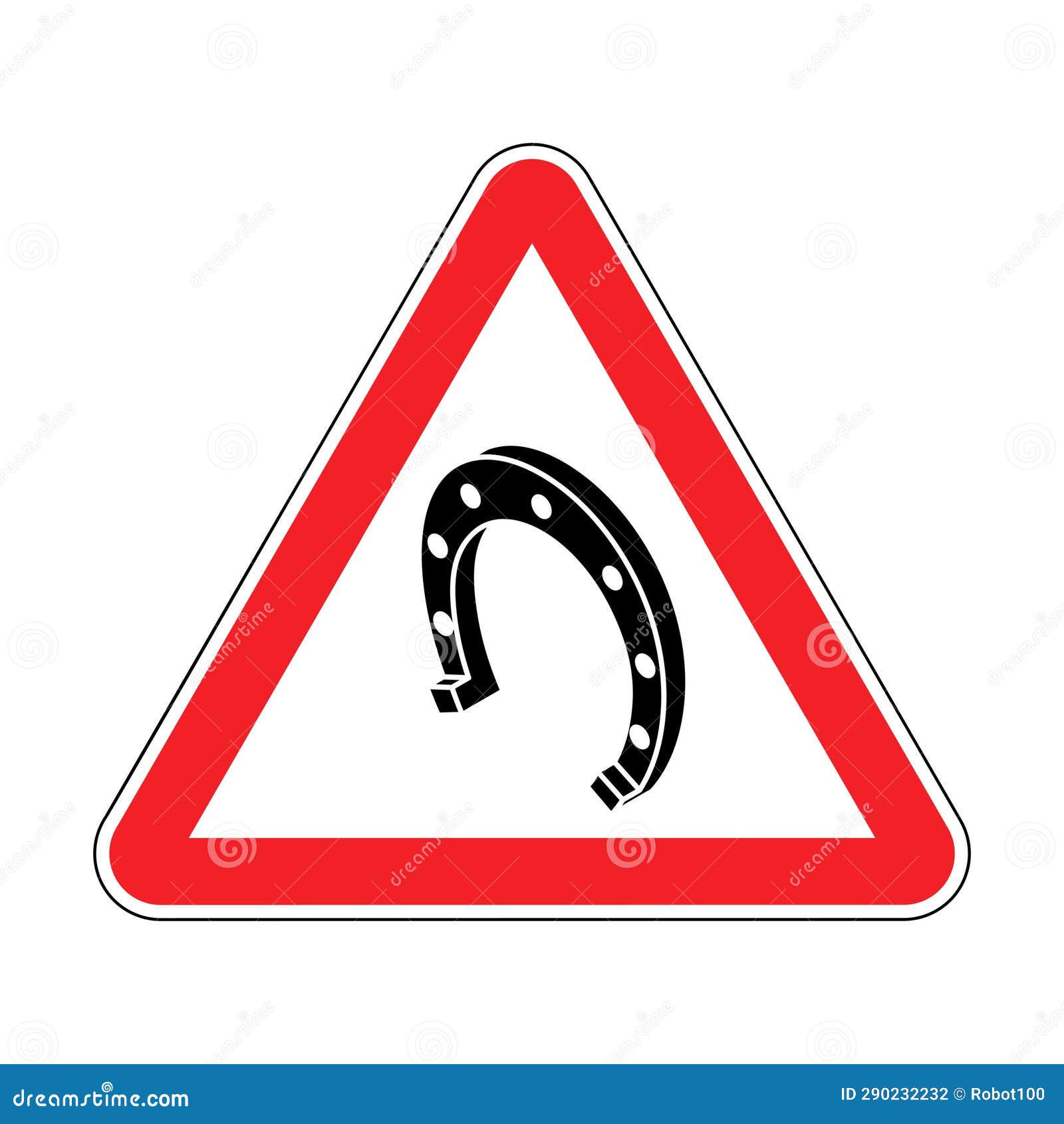 Attention Horseshoe. Caution Good Luck Symbol. Yellow Triangle Road ...