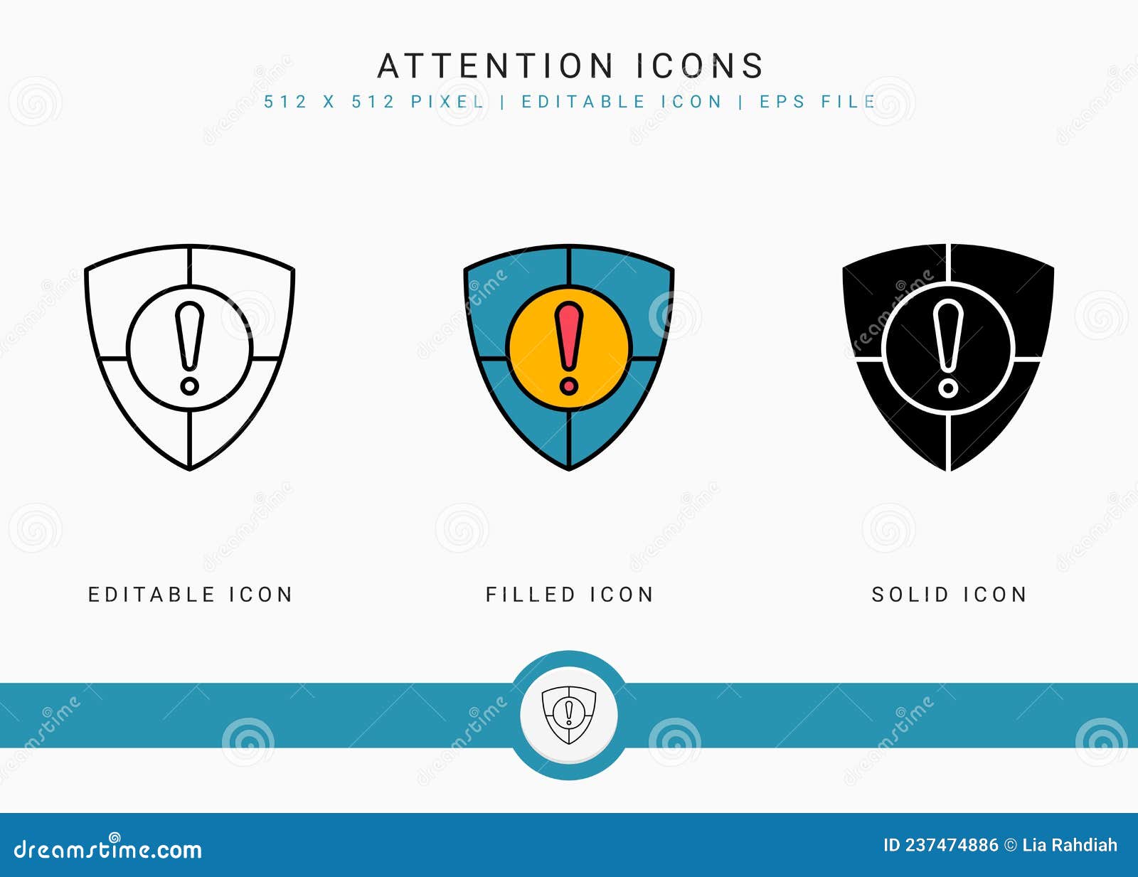 Attention Icons Set Vector Illustration with Solid Icon Line Style ...