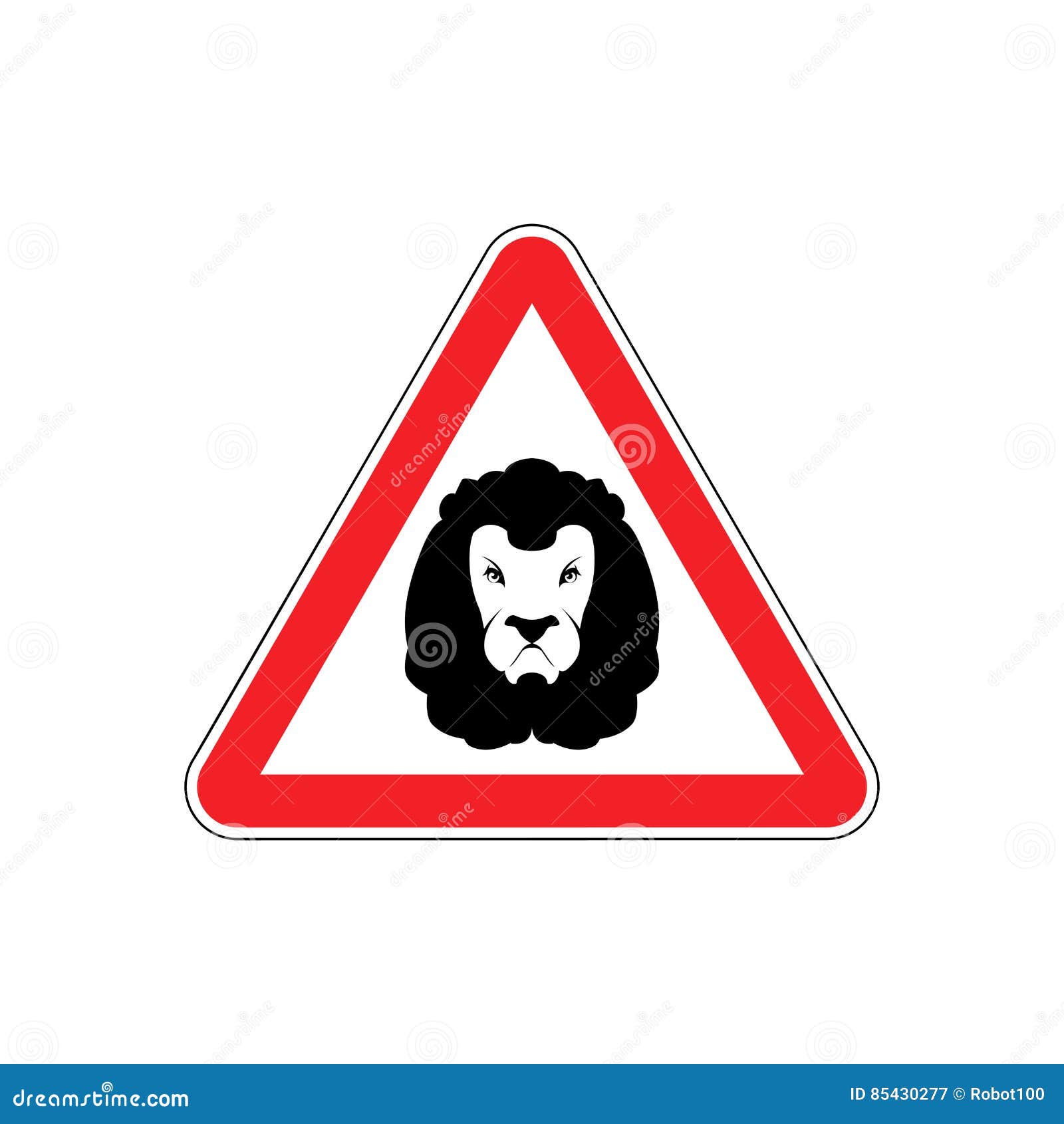 Attention Lion. Leo on Red Triangle Stock Vector - Illustration of mark ...