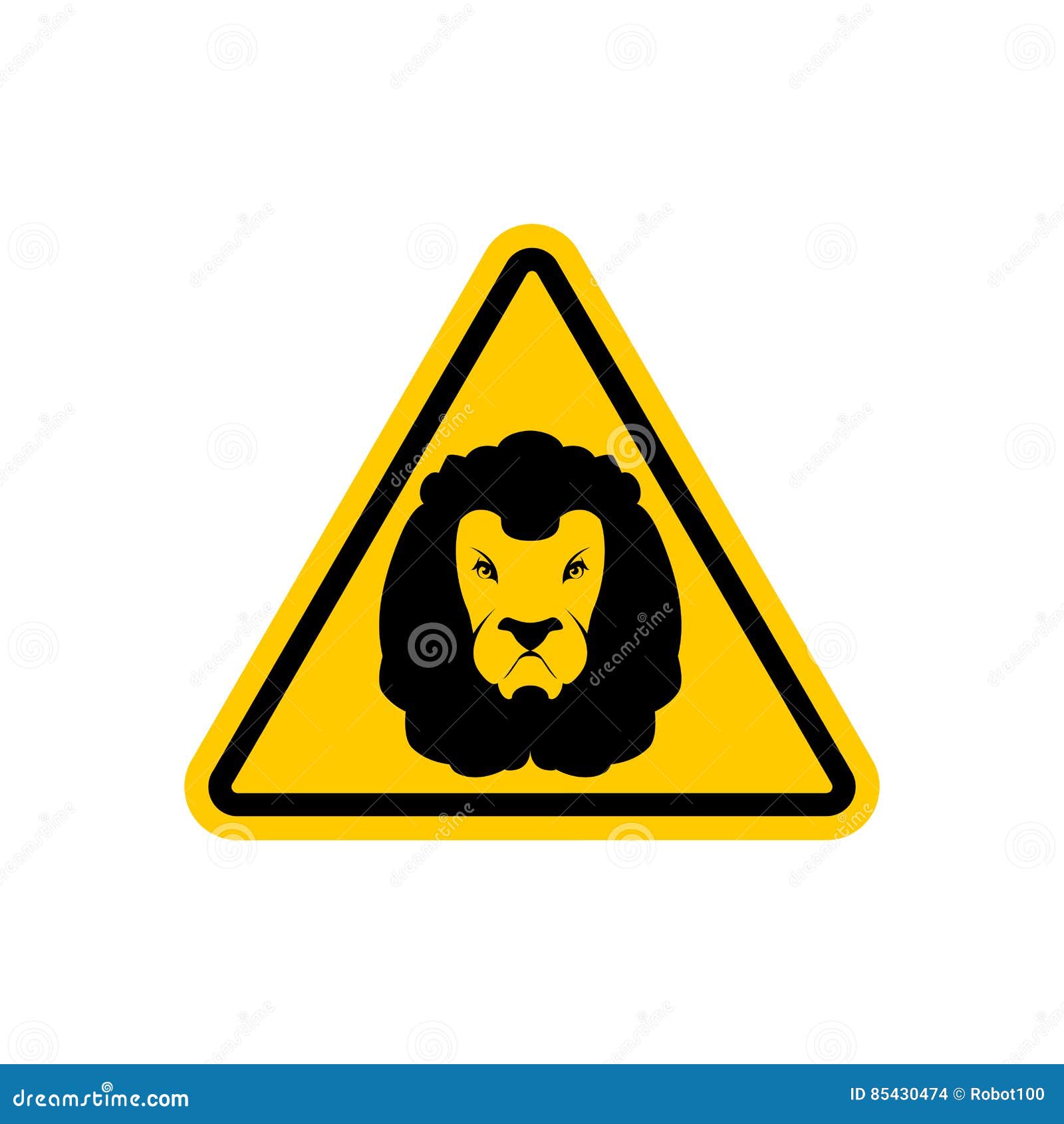 Attention Lion. Leo on Yellow Triangle Stock Vector - Illustration of ...