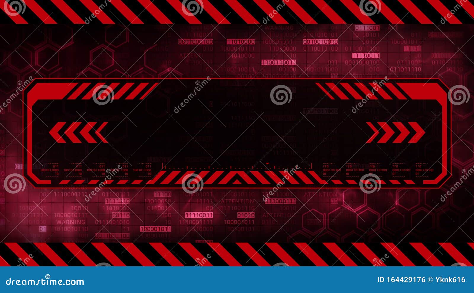 Attention Message with Copy Space. Hexagon Geometric Design and Binary Numbers Background ...