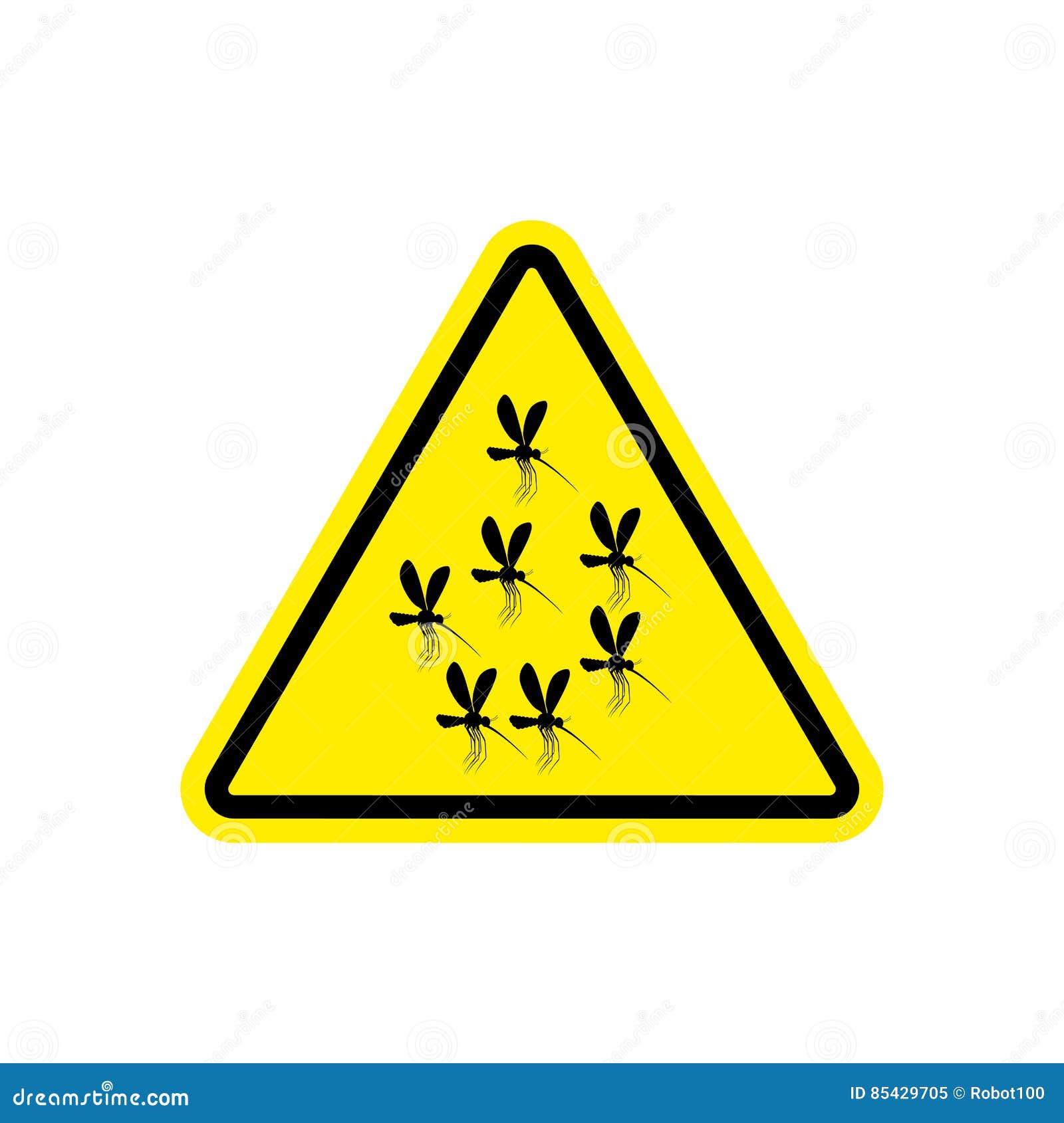 Attention Mosquito. Midge In Yellow Triangle. Warning Road Sign Vector ...