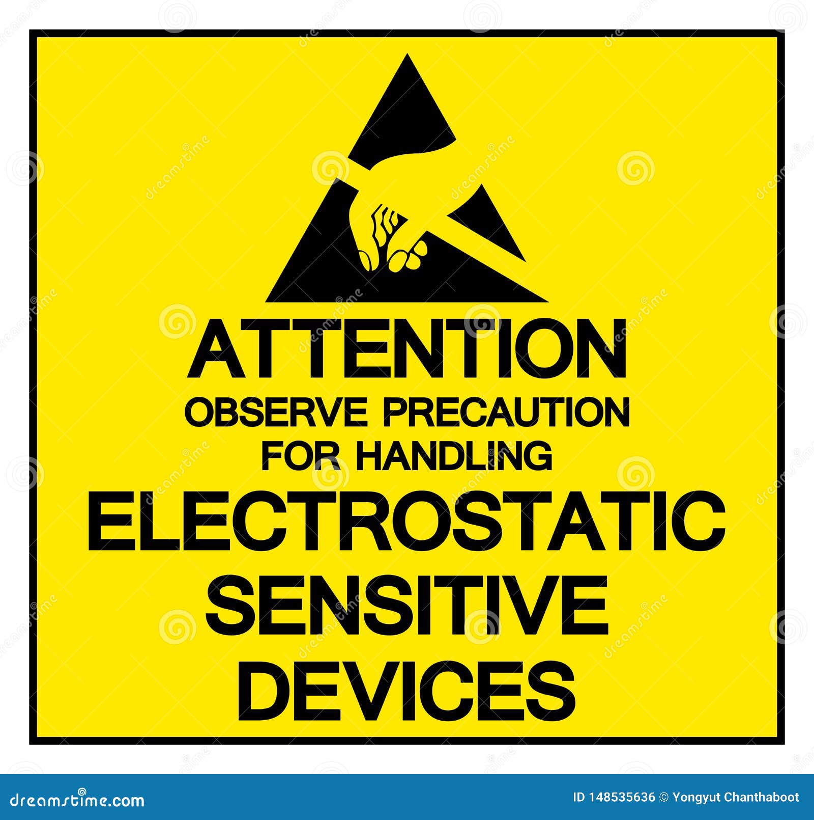 Attention Observe Precaution For Handling Electrostatic Sensitive Device Symbol Sign Vector