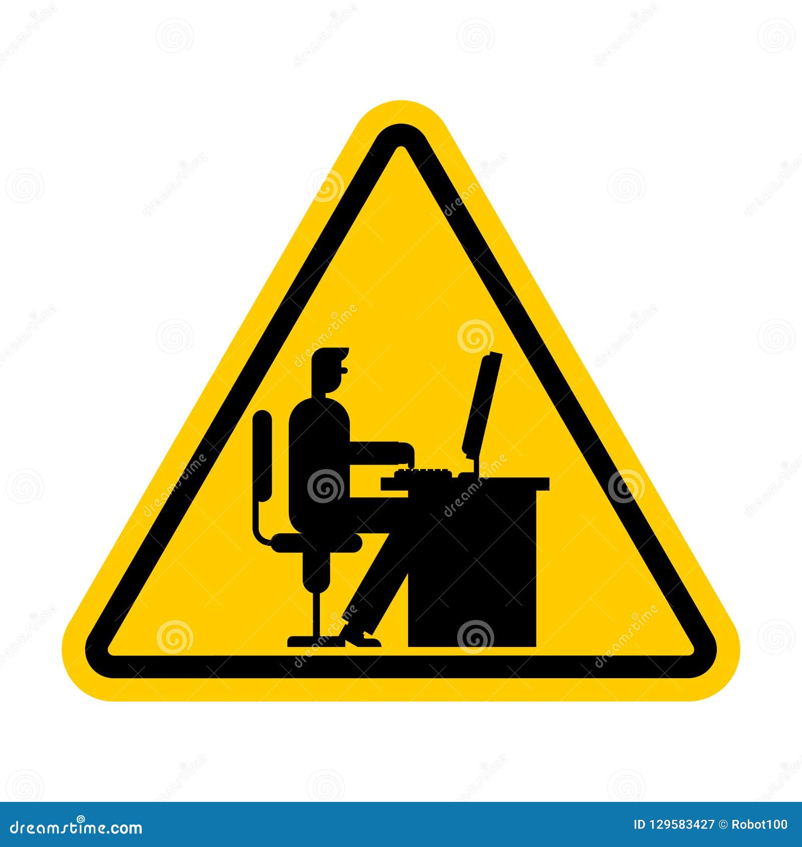 Attention Office Work. Caution Manager Work at Computer. Workplace ...