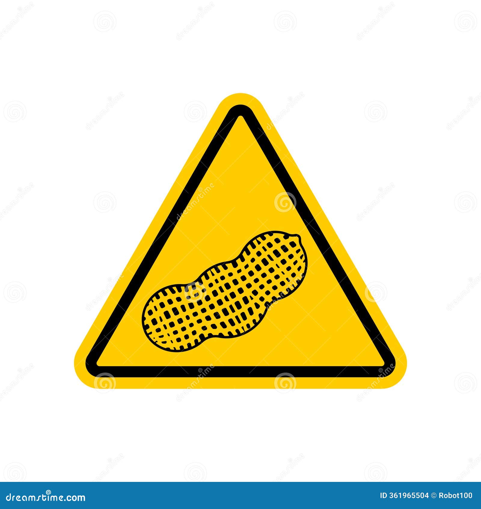 Attention Peanut. Triangular Yellow Road Sign. Caution Groundnut Symbol ...