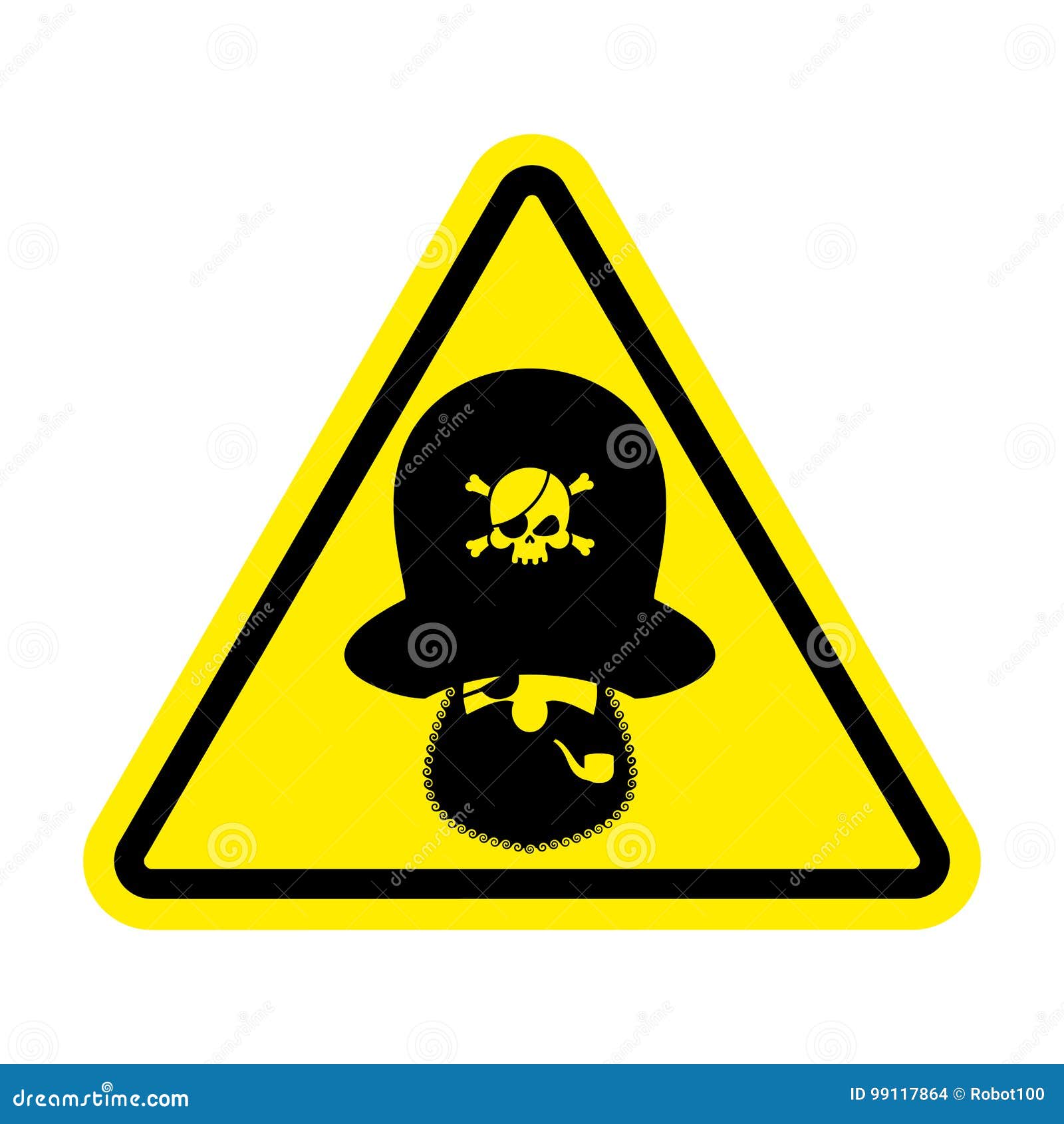 Attention Pirate. Yellow Warning Sign Rover Stock Vector - Illustration ...
