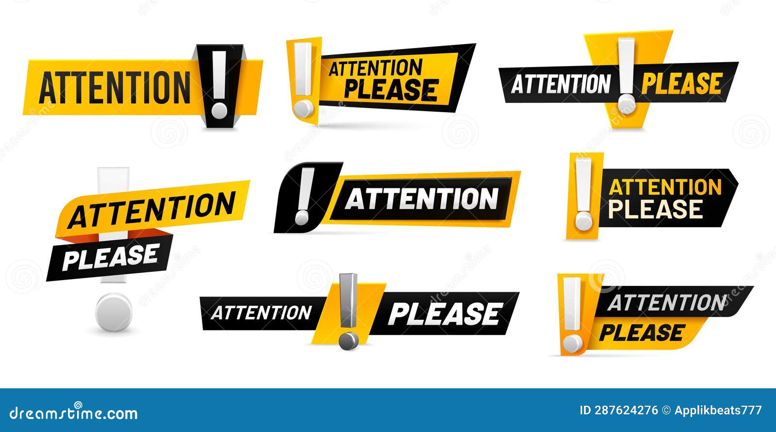 Attention Please Badges. Important Message, Warnings Frames with ...