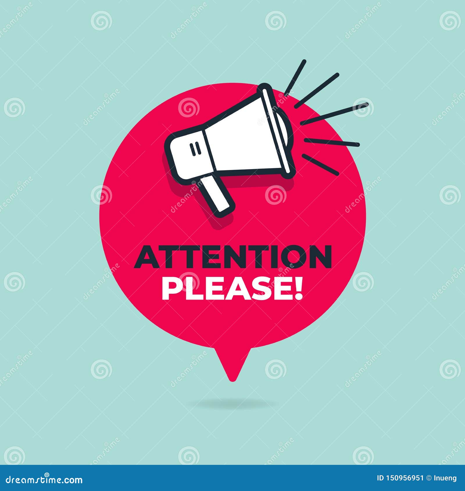 Attention Please With Loudspeaker In Speech Bubble. Stock Vector ...