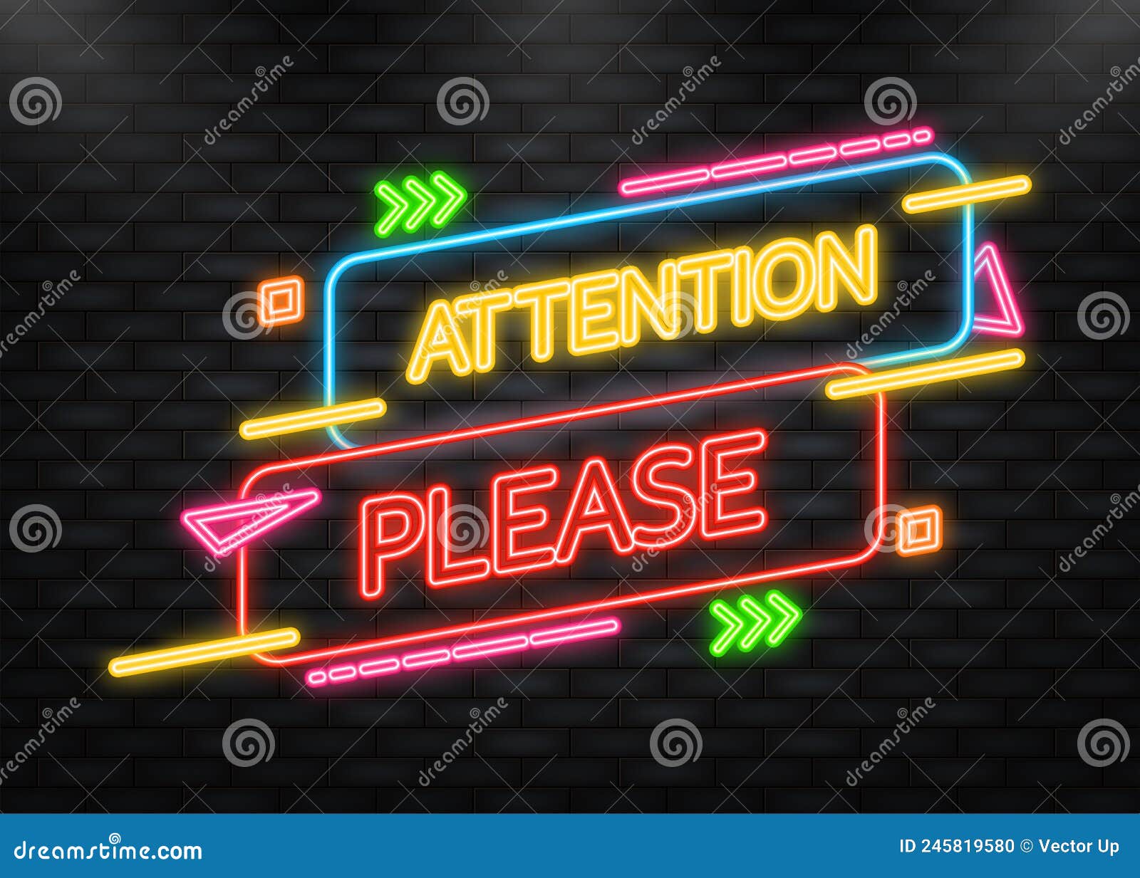 Attention Please Neon Banner. Vector Illustration of Important ...