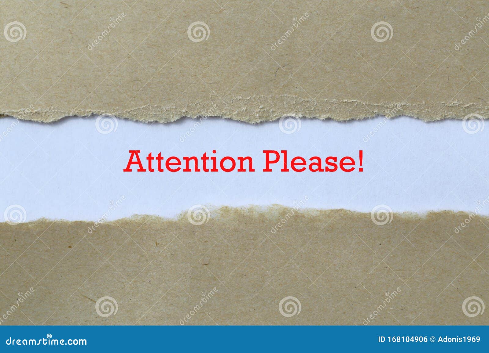 Attention please! on paper stock photo. Image of information - 168104906