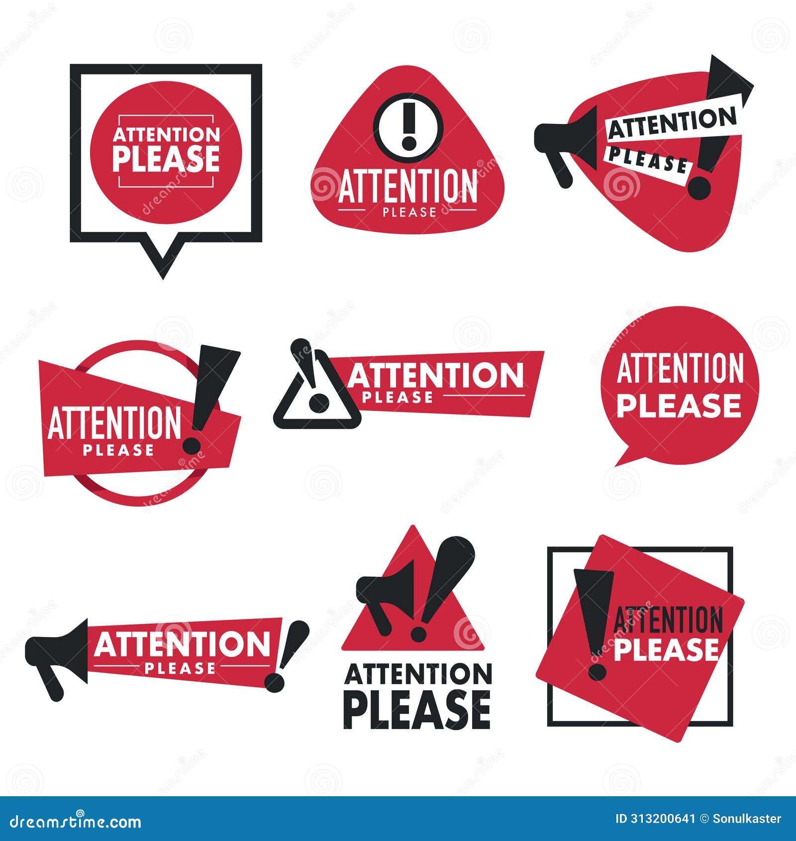 Attention Please Signage Set Vector Stock Vector - Illustration of ...