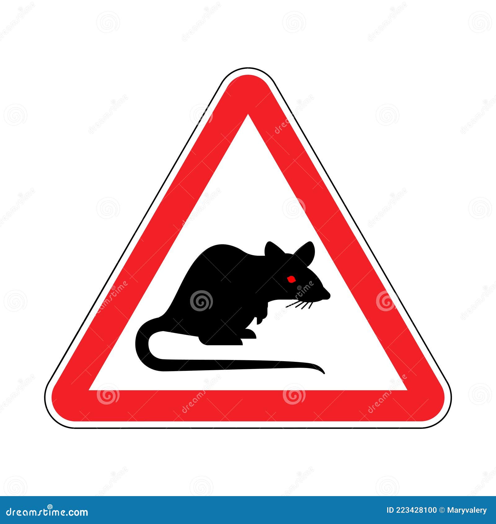 Attention Rat. Warning Red Road Sign Stock Vector - Illustration of ...