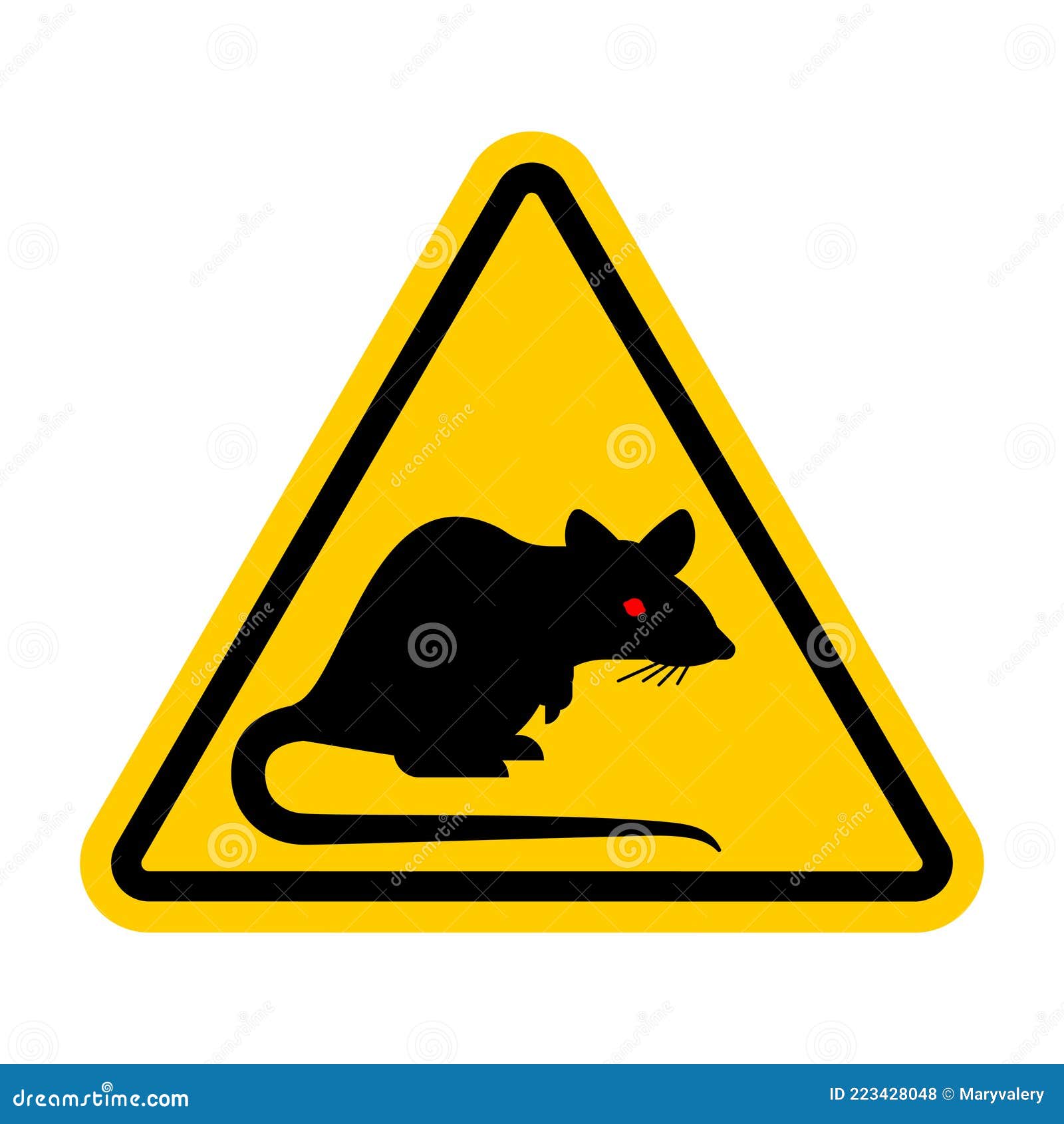 Attention Rat. Warning Yellow Road Sign Stock Vector - Illustration of ...