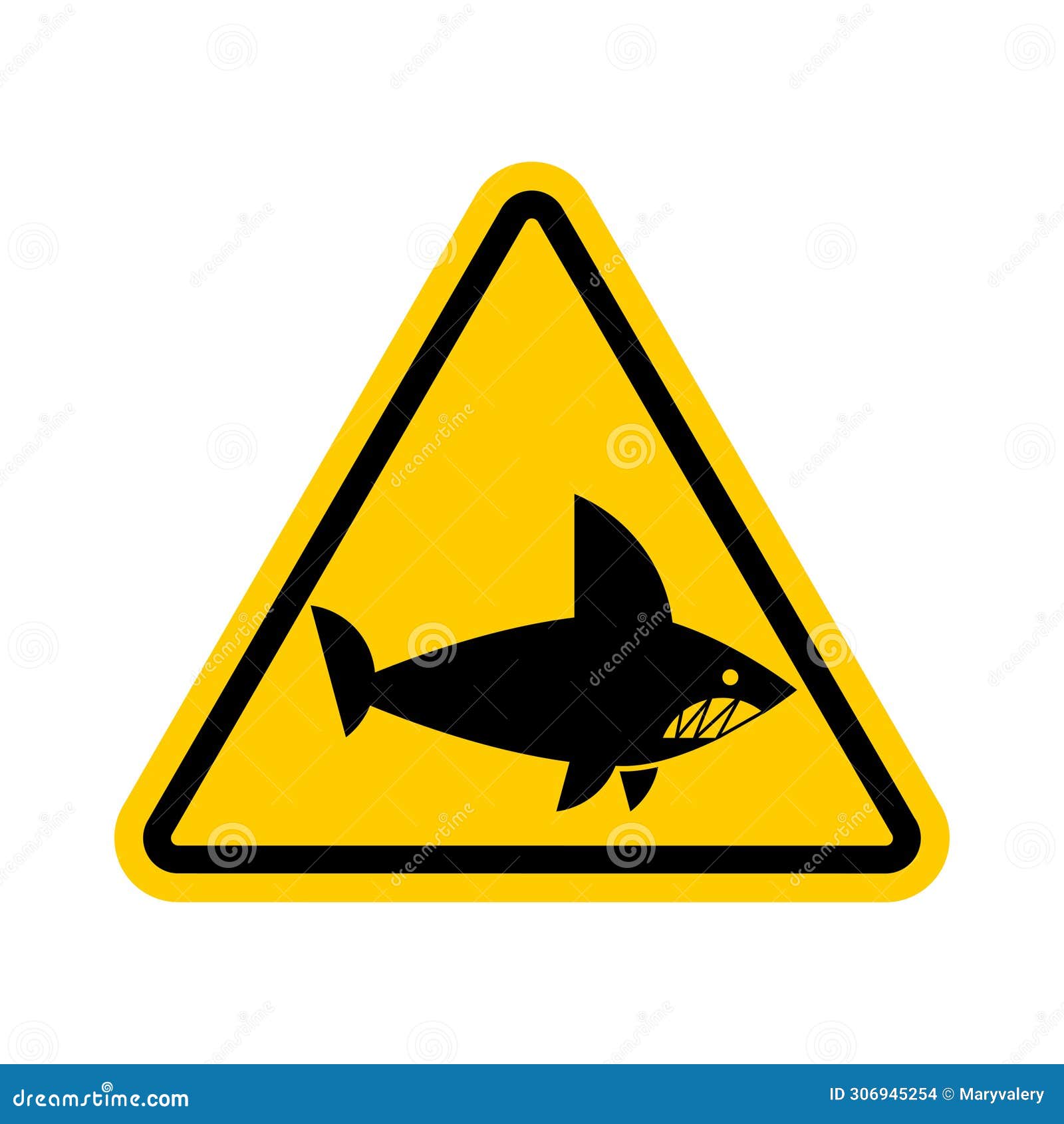 Attention Shark ! Triangular Road Danger Sign. Caution Sharks Stock ...