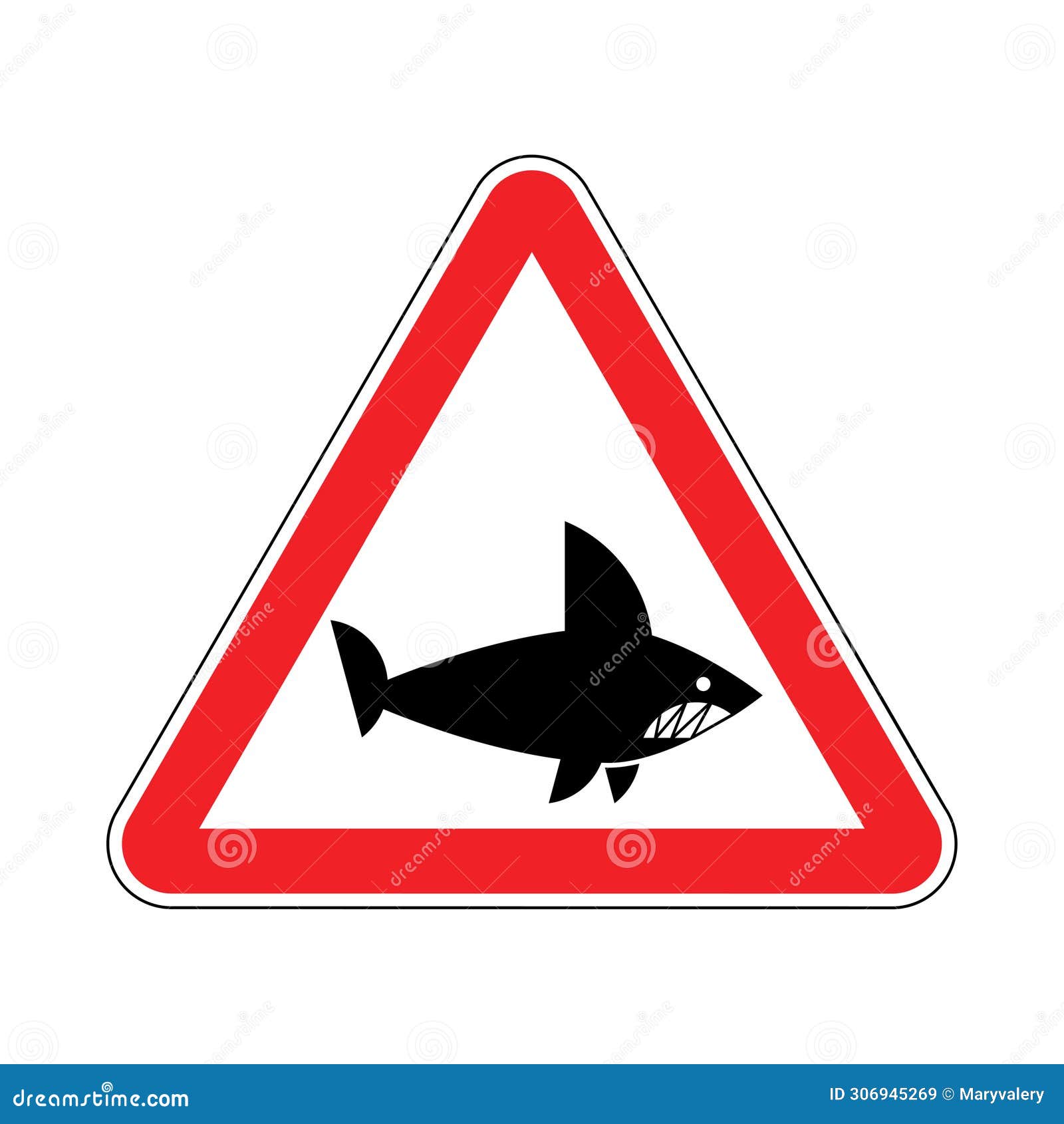 Attention Shark ! Triangular Road Danger Sign. Caution Sharks Stock ...