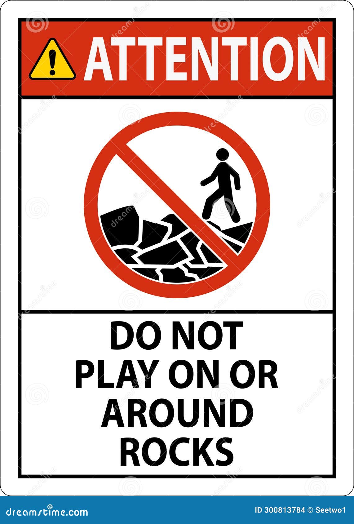 Attention Sign Do Not Play on or Around Rocks Stock Vector ...