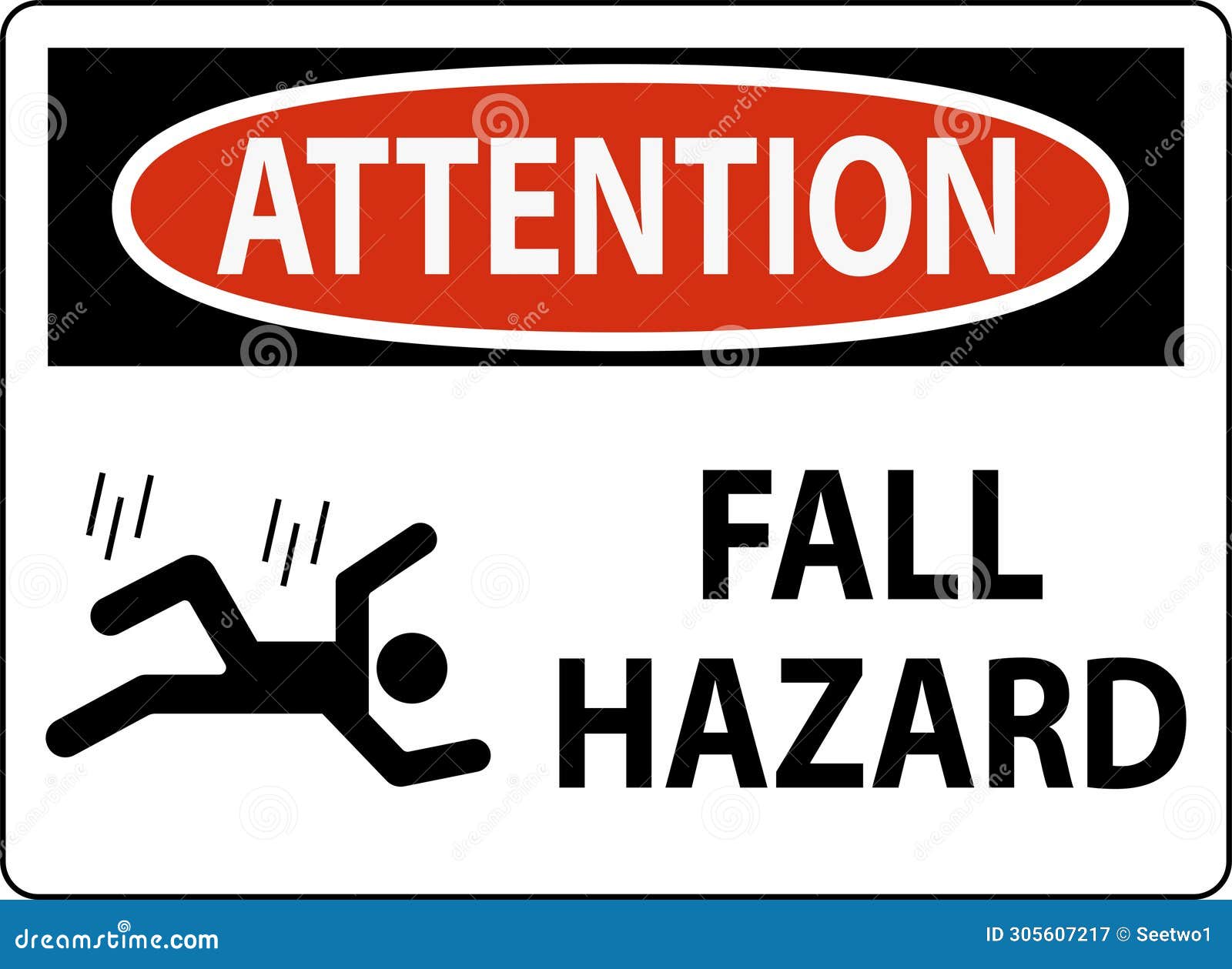 Attention Sign, Fall Hazard Stock Vector - Illustration of fall, figure ...