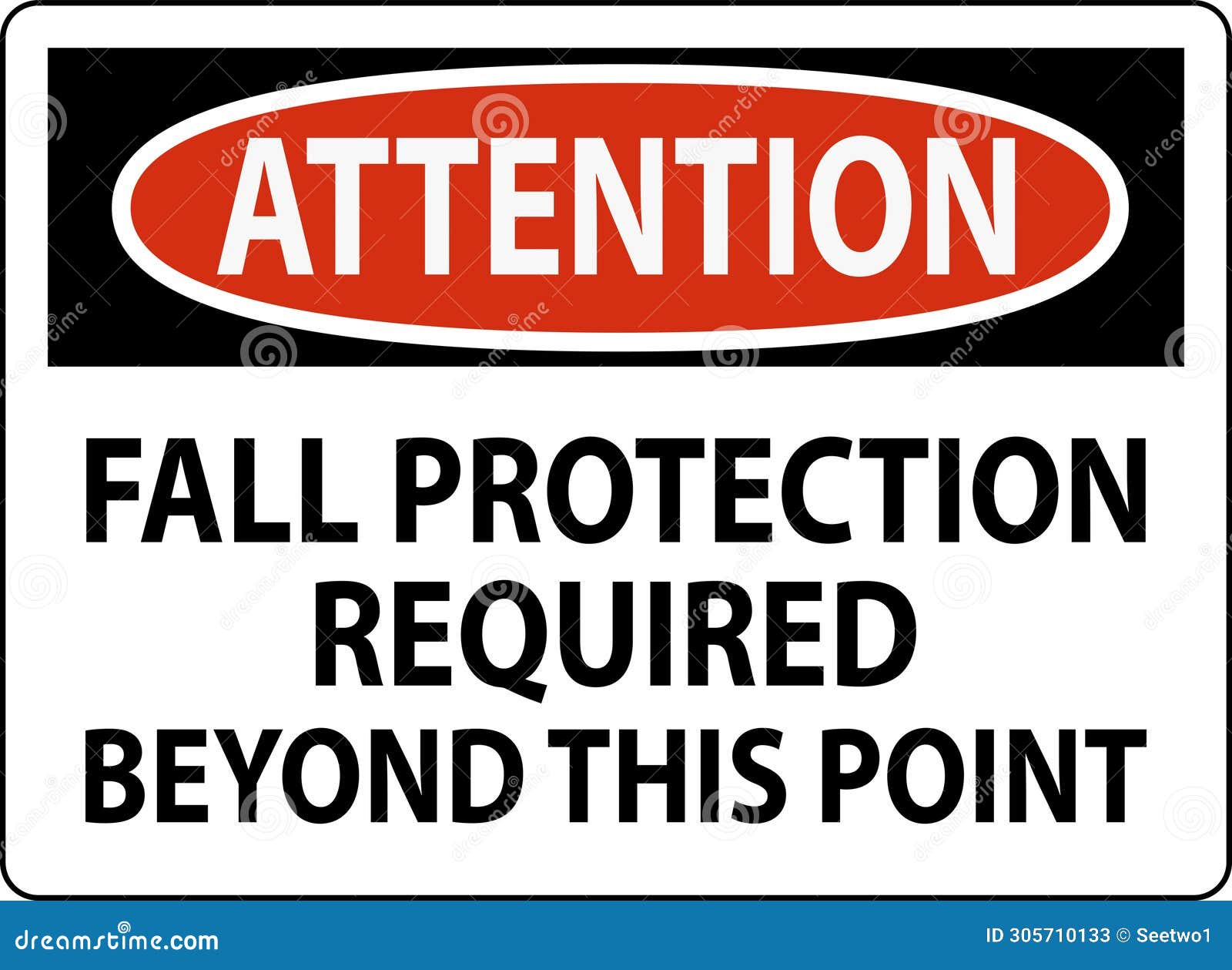 Attention Sign, Fall Protection Required Beyond this Point Stock Vector ...