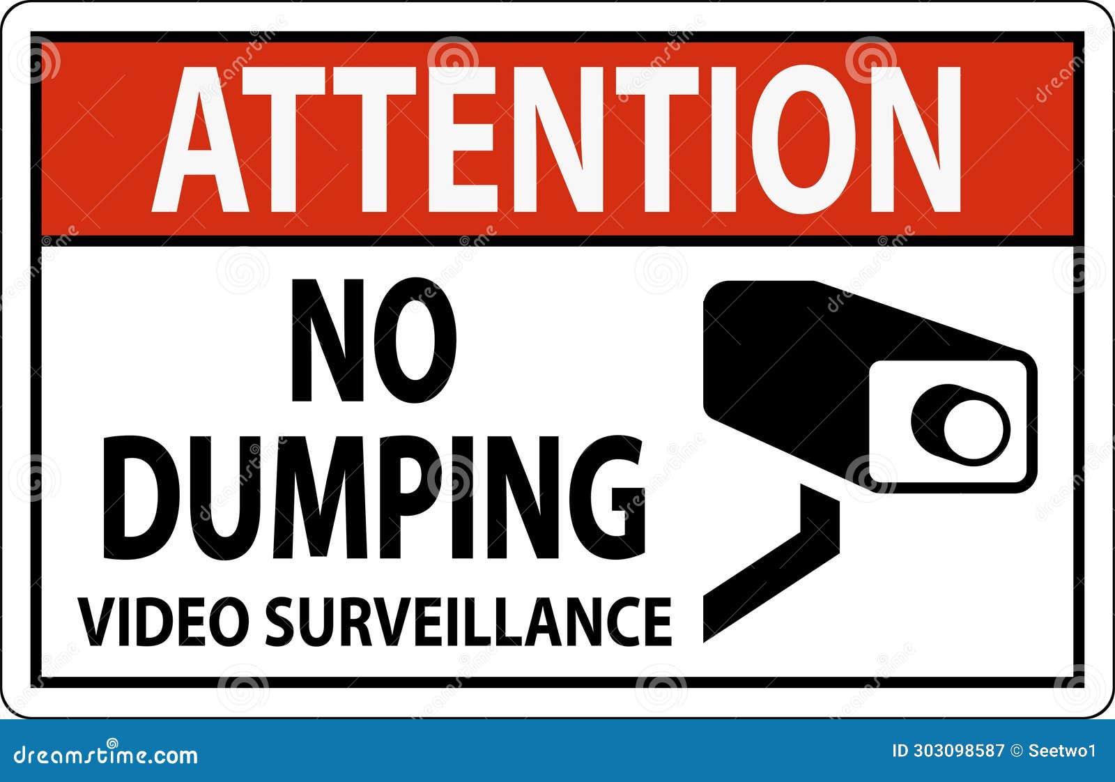 Attention Sign Video Surveillance, No Dumping Stock Vector ...