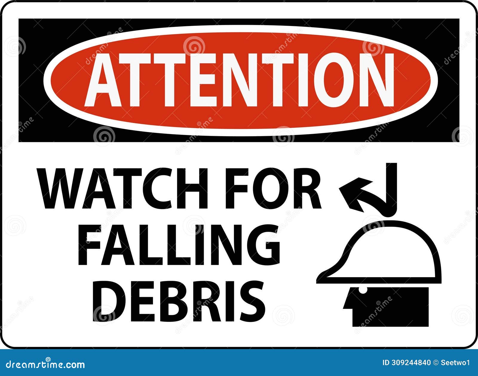 Attention Sign, Watch for Falling Debris Stock Vector - Illustration of ...