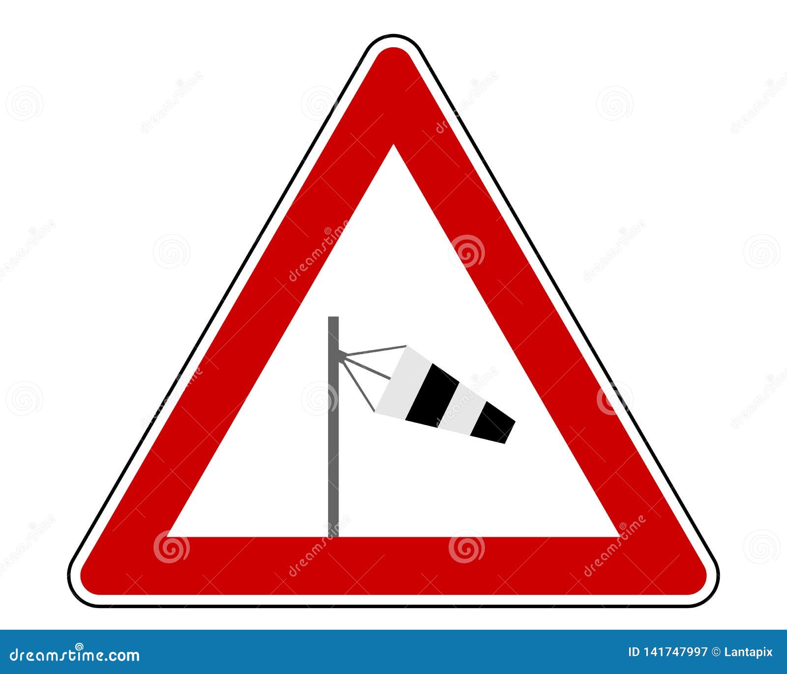 Attention Wind Caution Sign Crosswind Vector Isolated Danger Warning ...