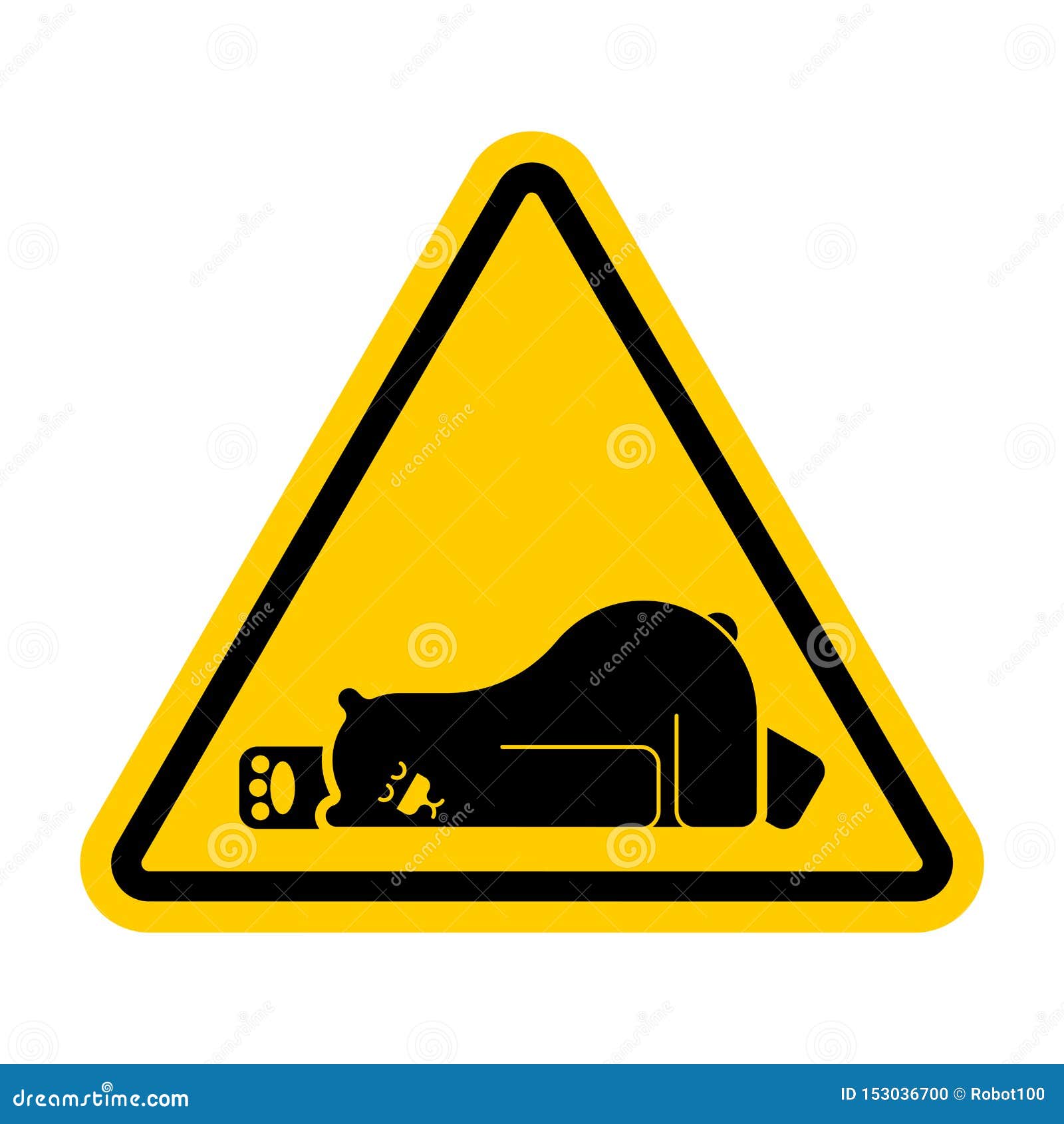 Attention Bear Trap. Warning Yellow Road Sign. Caution Animal Mantrap ...