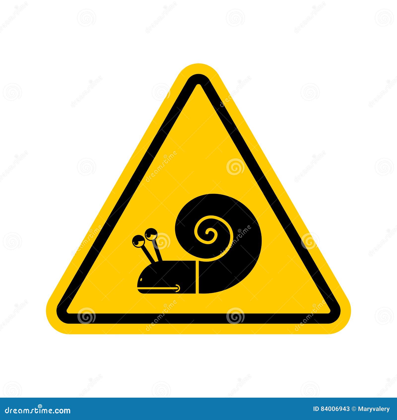 Attention Snail. Danger Yellow Road Sign Stock Vector - Illustration of ...