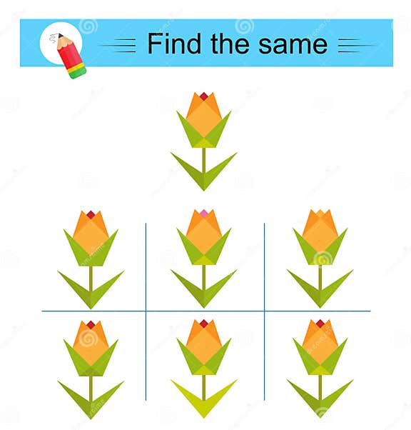 Attention Task. Need To Find the Same of Object Stock Illustration ...