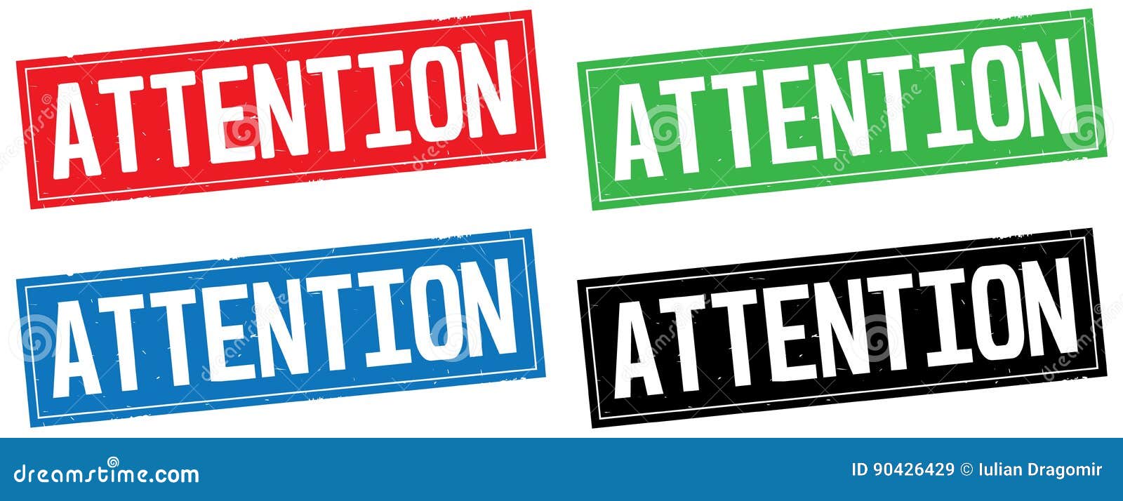 ATTENTION Text, on Rectangle Stamp Sign. Stock Illustration ...