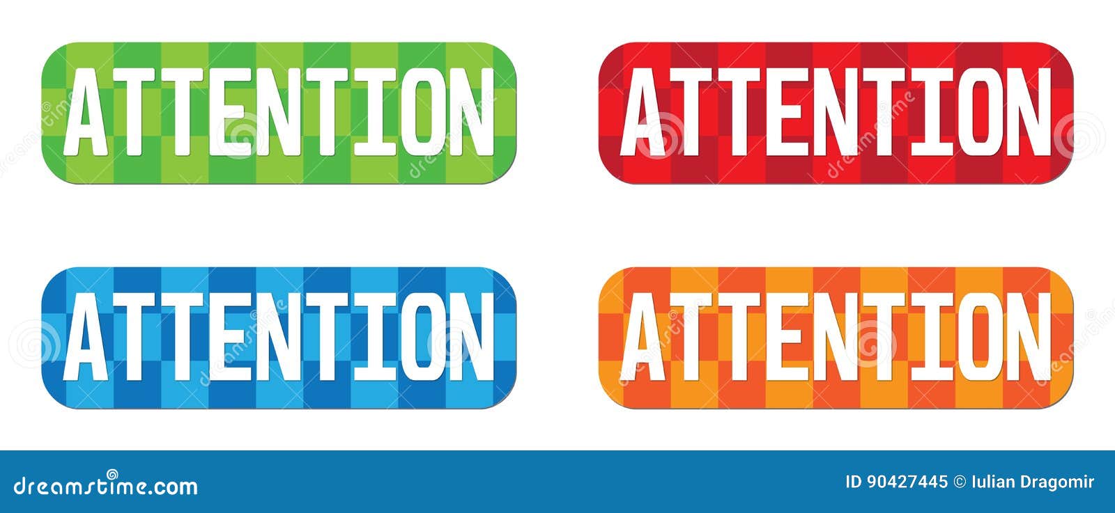 ATTENTION Text, on Rectangle, Zig Zag Pattern Stamp Sign. Stock ...