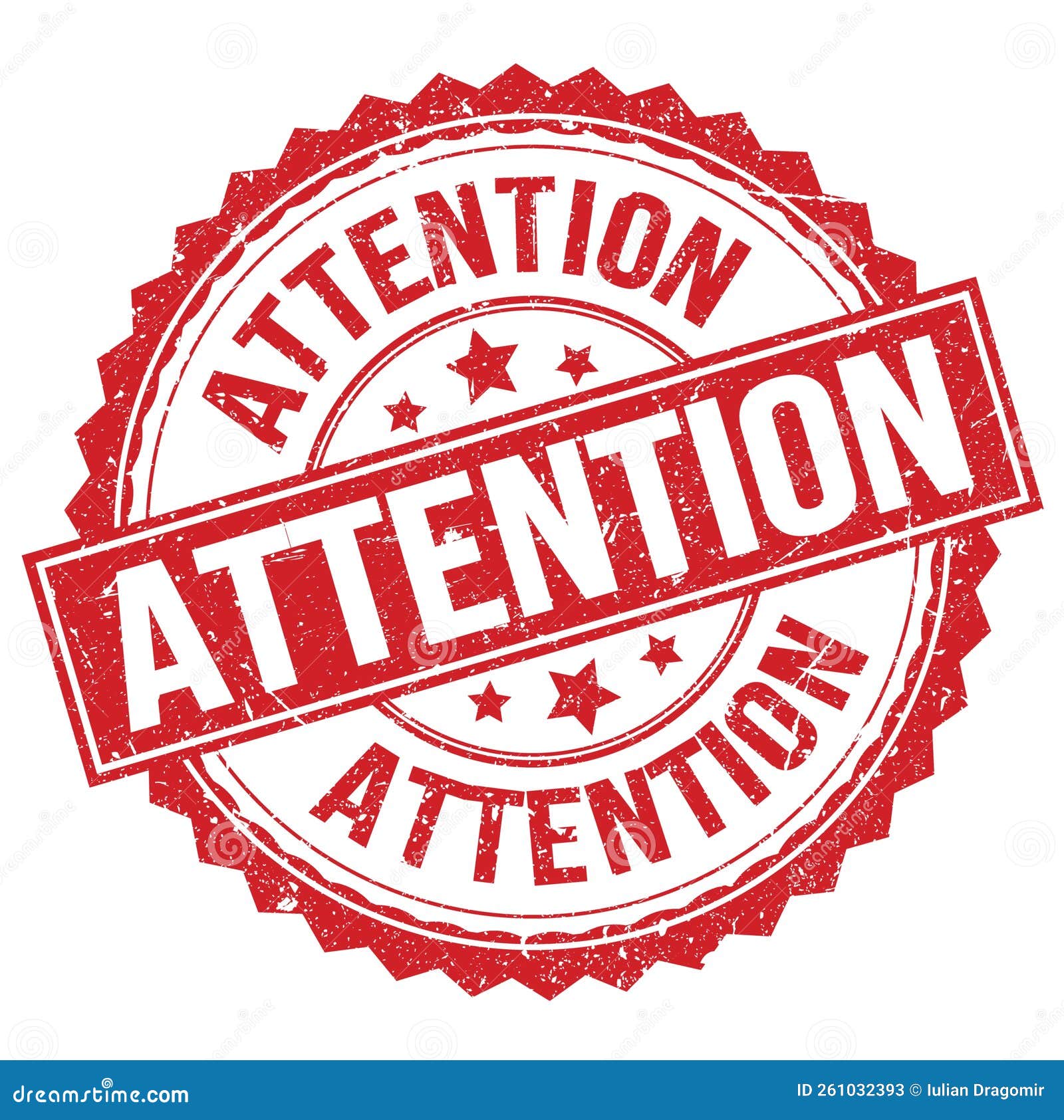 ATTENTION Text on Red Round Stamp Sign Stock Illustration ...