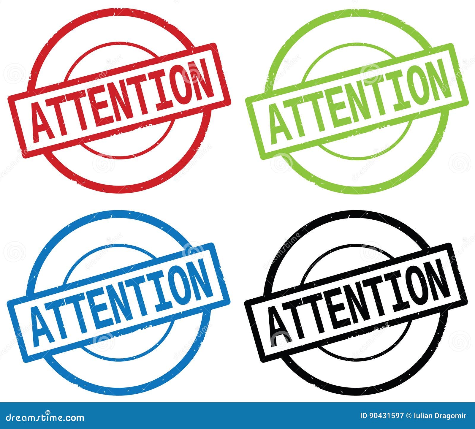 ATTENTION Text, on Round Simple Stamp Sign. Stock Illustration ...