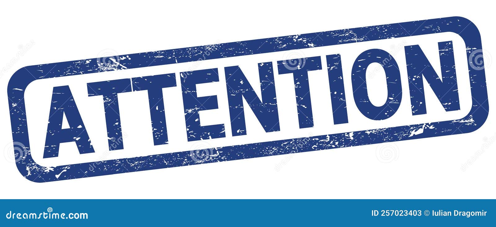 ATTENTION Text Written on Blue Rectangle Stamp Stock Illustration ...