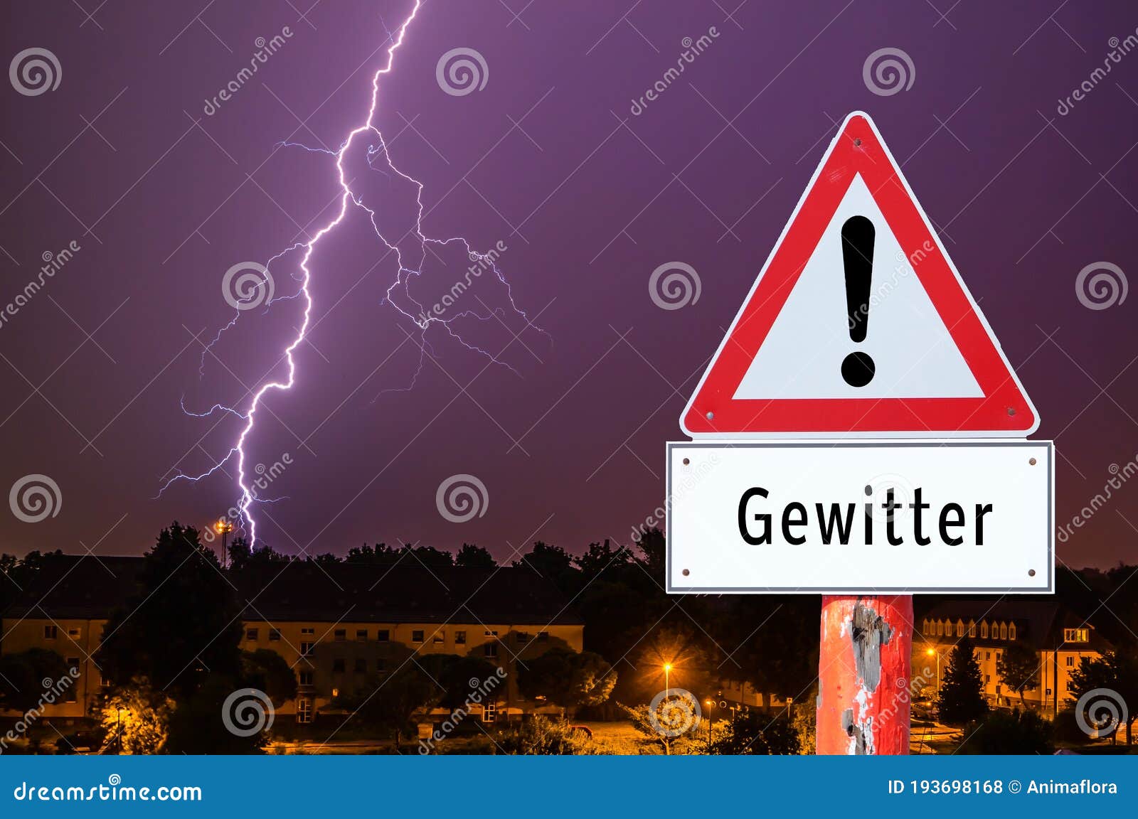 Attention Thunderstorms Sign Stock Photo - Image of lightning, weather ...