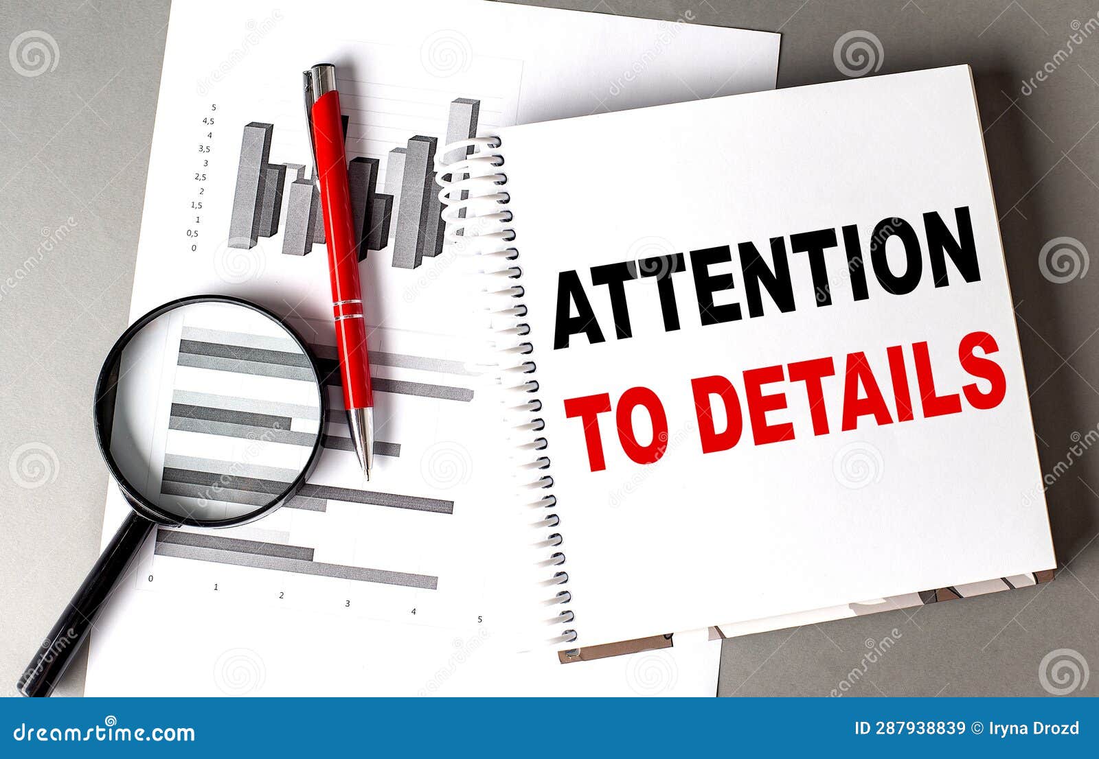 ATTENTION TO DETAILS Text Written on Notebook with Chart Stock Image ...