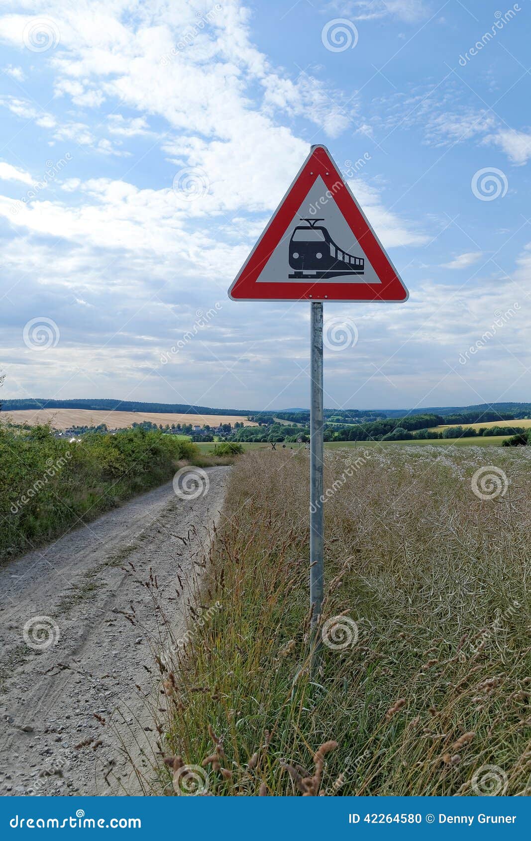 Attention train stock photo. Image of scenery, sign, field - 42264580