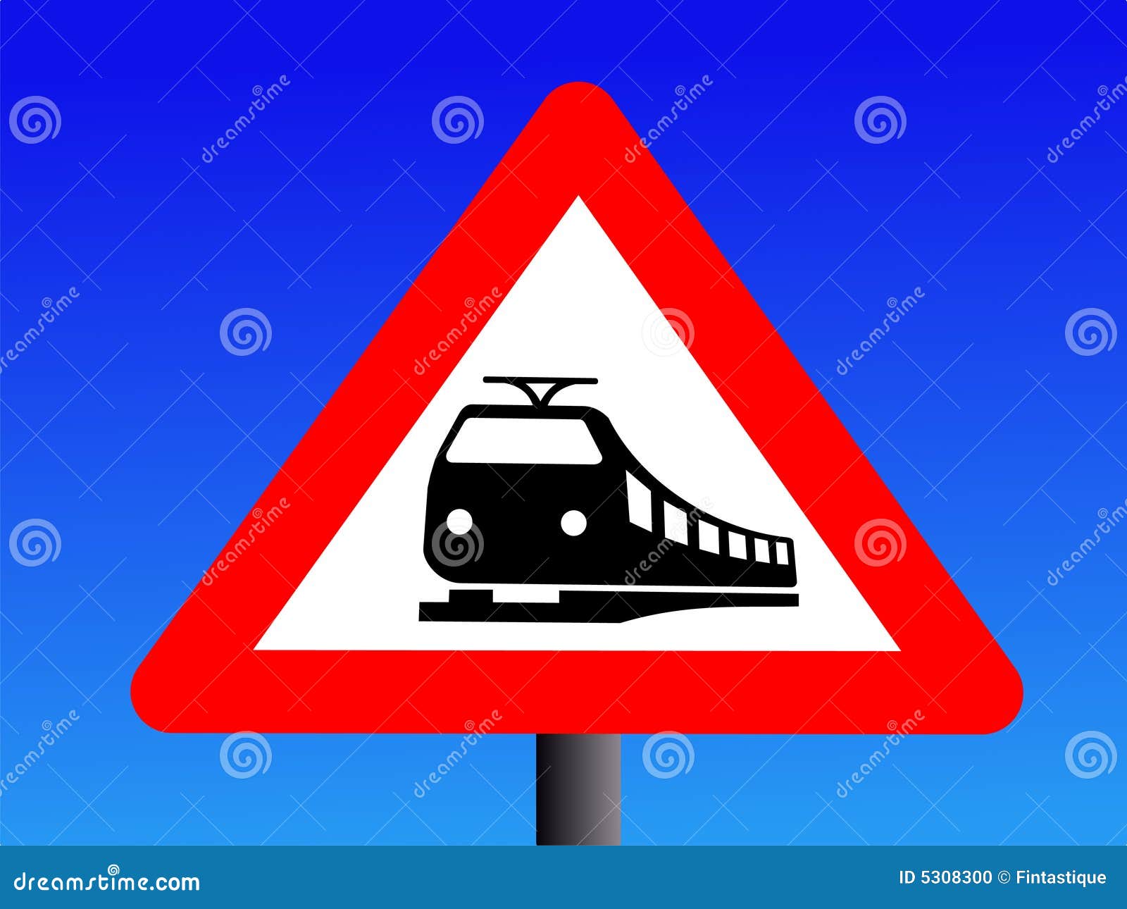 Crossing Tram Line Road Sign Vector Illustration | CartoonDealer.com ...