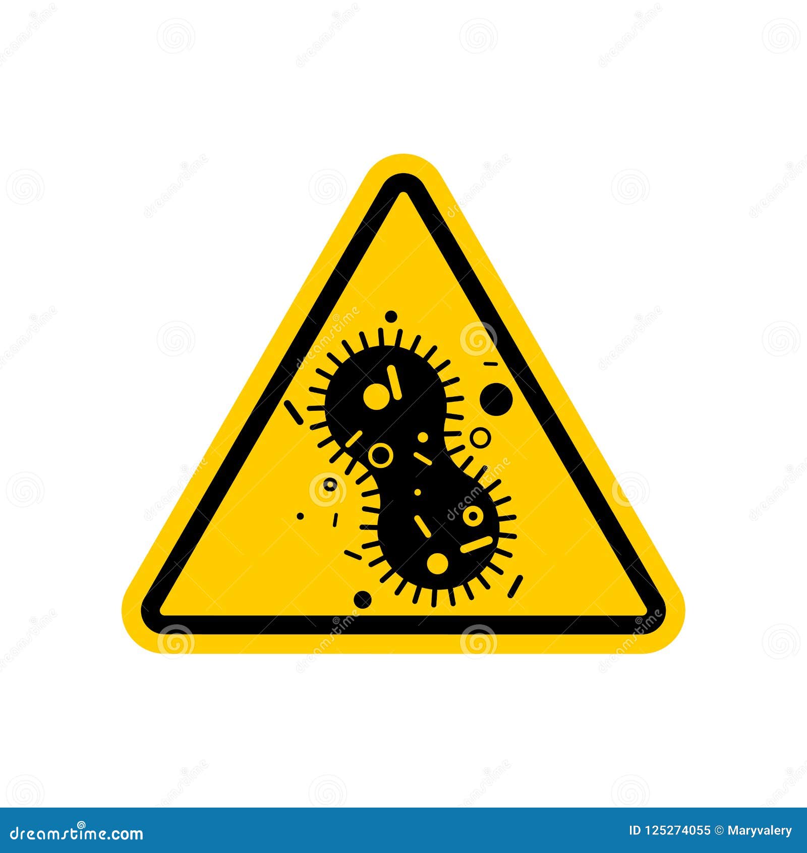 Attention Virus Bacterium. Caution Yellow Road Sign Microbe Path Stock ...