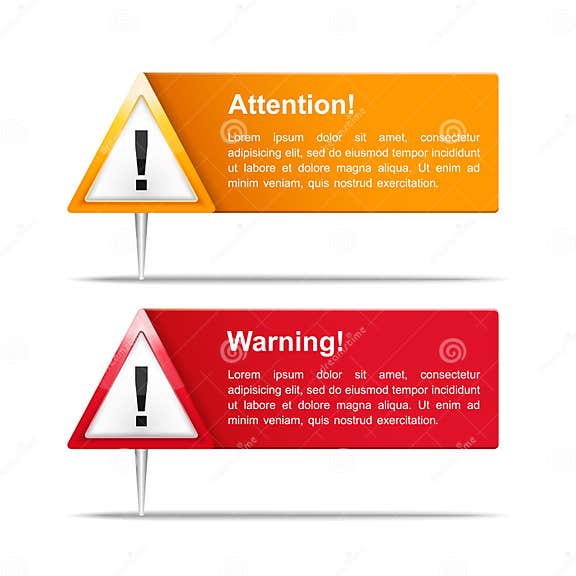 Attention and Warning Banners Stock Vector - Illustration of stop ...