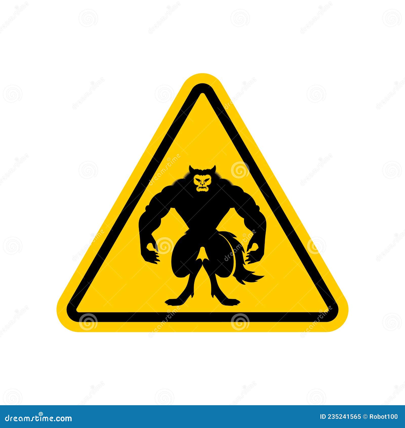 Attention Werewolf. Caution Werwolf Monster Stock Vector - Illustration ...