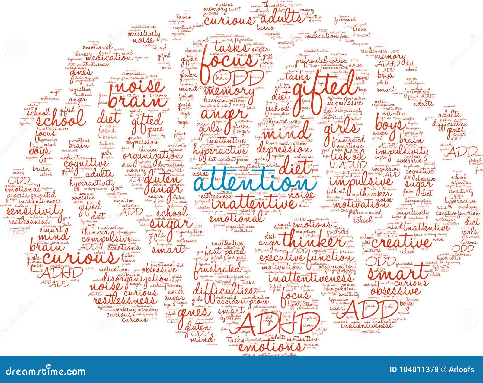 Attention Word Cloud stock illustration. Illustration of focus - 104011378