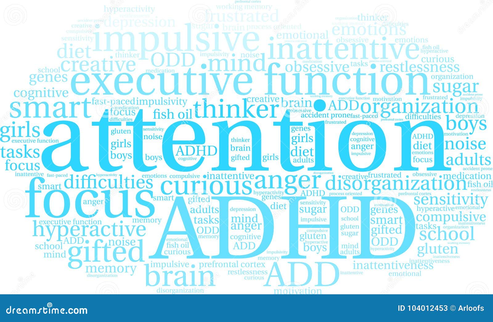 Attention Word Cloud stock illustration. Illustration of fish - 104012453