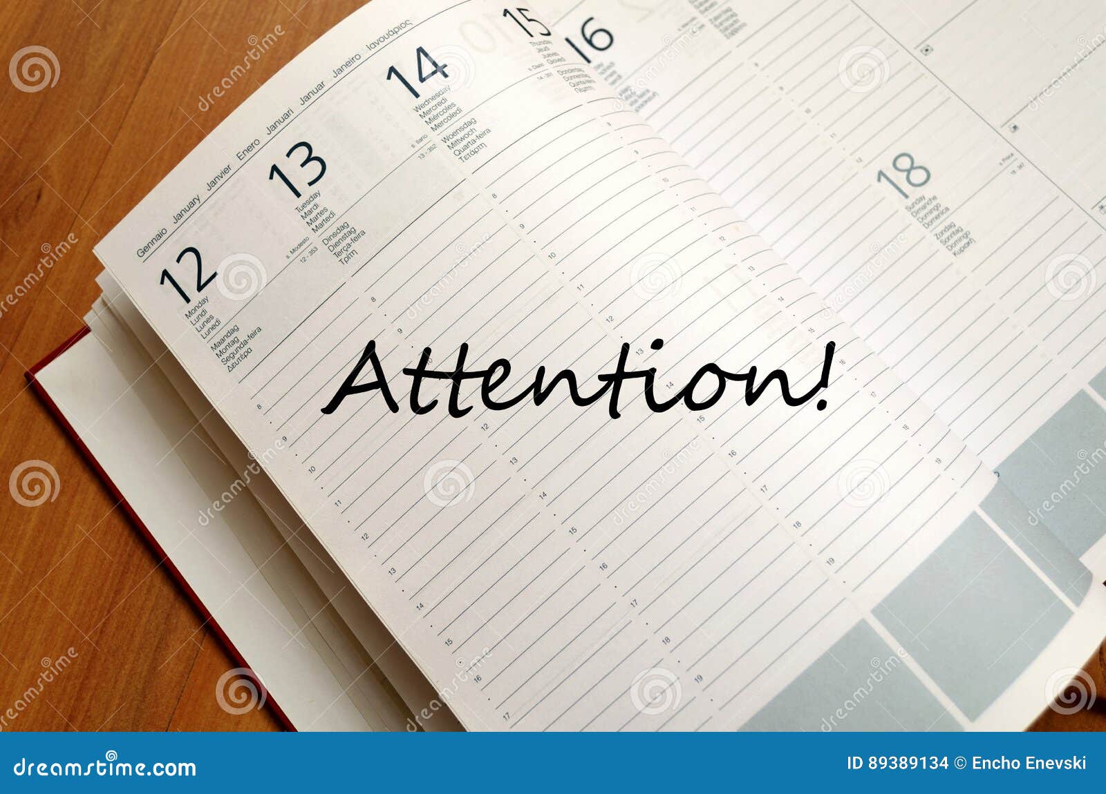 Attention Write on Notebook Stock Illustration - Illustration of notice ...