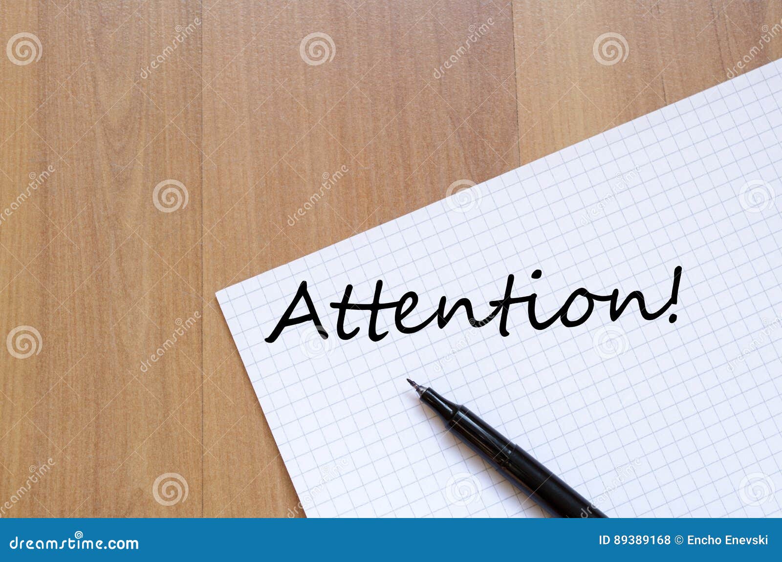 Attention Write on Notebook Stock Illustration - Illustration of label ...