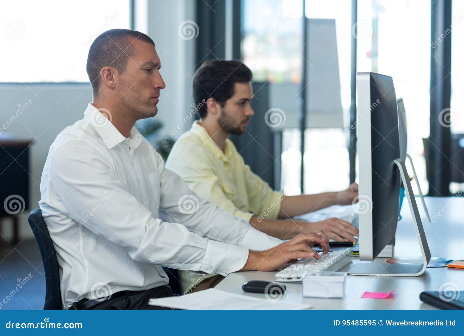 Attentive Businessmen Working on Personal Computer Stock Image - Image ...
