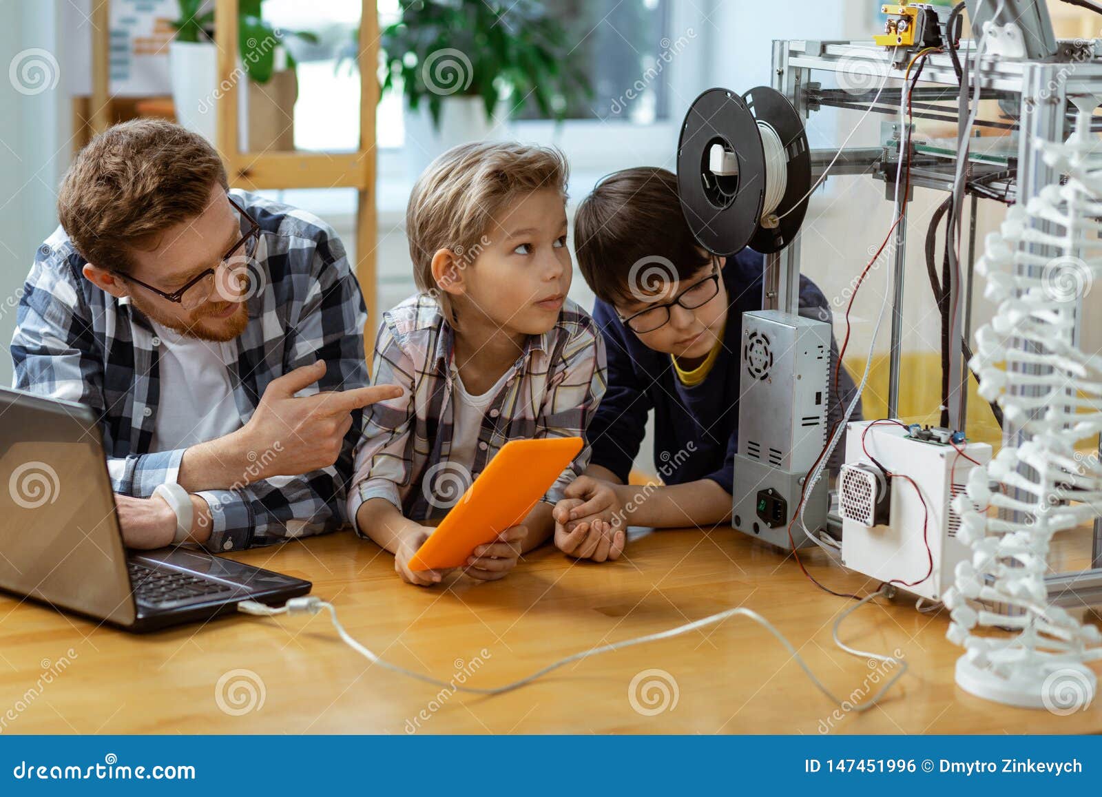 Attentive Little Engineers Checking Process of Creating 3d-models Stock ...