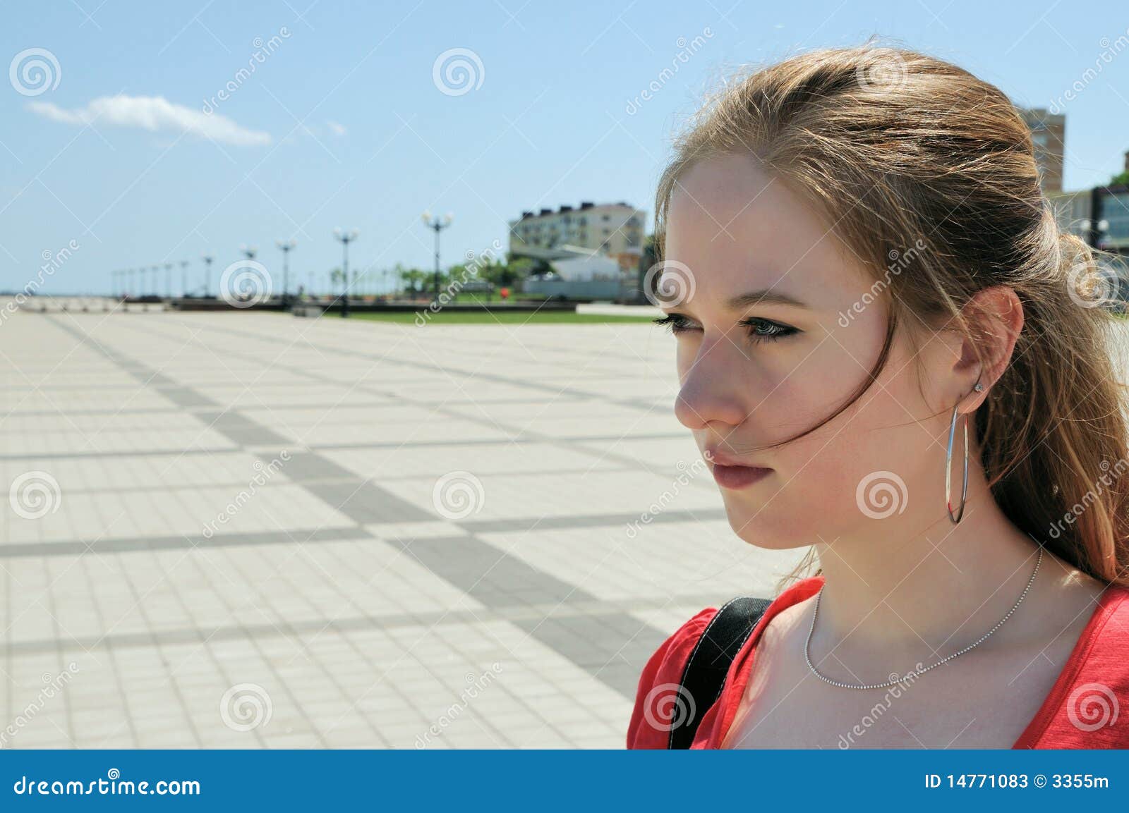 Attentive look of the girl stock image. Image of summer - 14771083